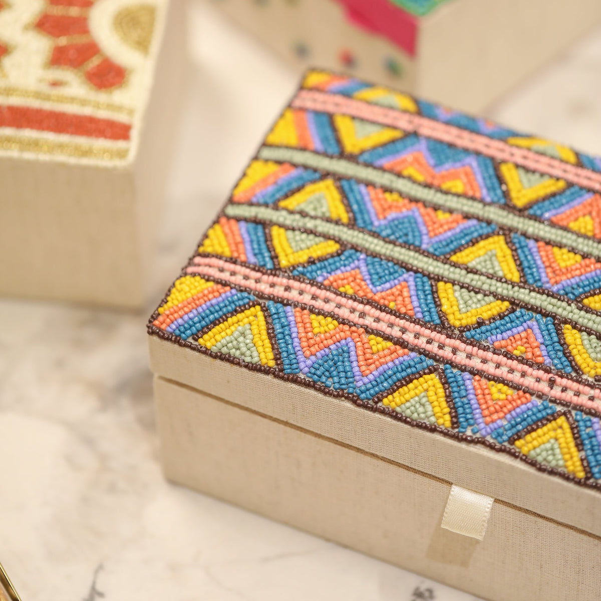 Zig Zag Rectangular Beaded Box | Festive Gifting | Pastiche by AK