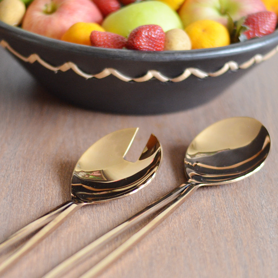 Rose Gold Salad Server Set | Stainless Steel Serving Spoon and Fork ...