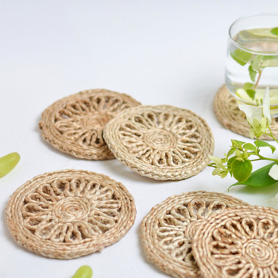 Jute Flower Coaster | Hand-Woven Coasters | Pastiche By AK